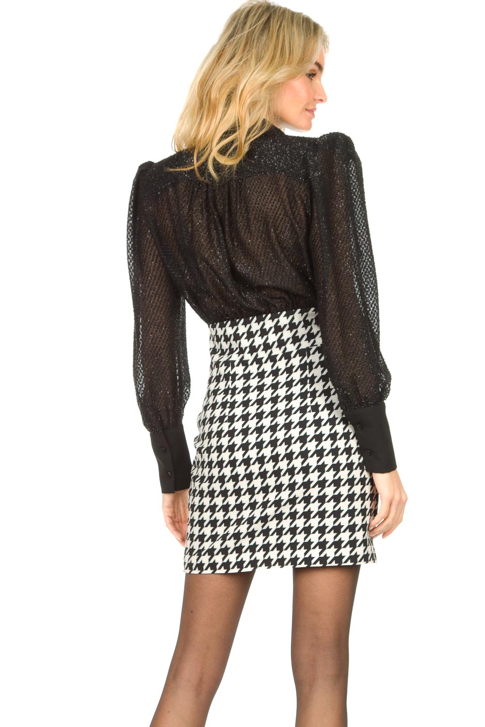 Pied de poule jurk Ottora | zwart | Silvian Heach | Little Soho