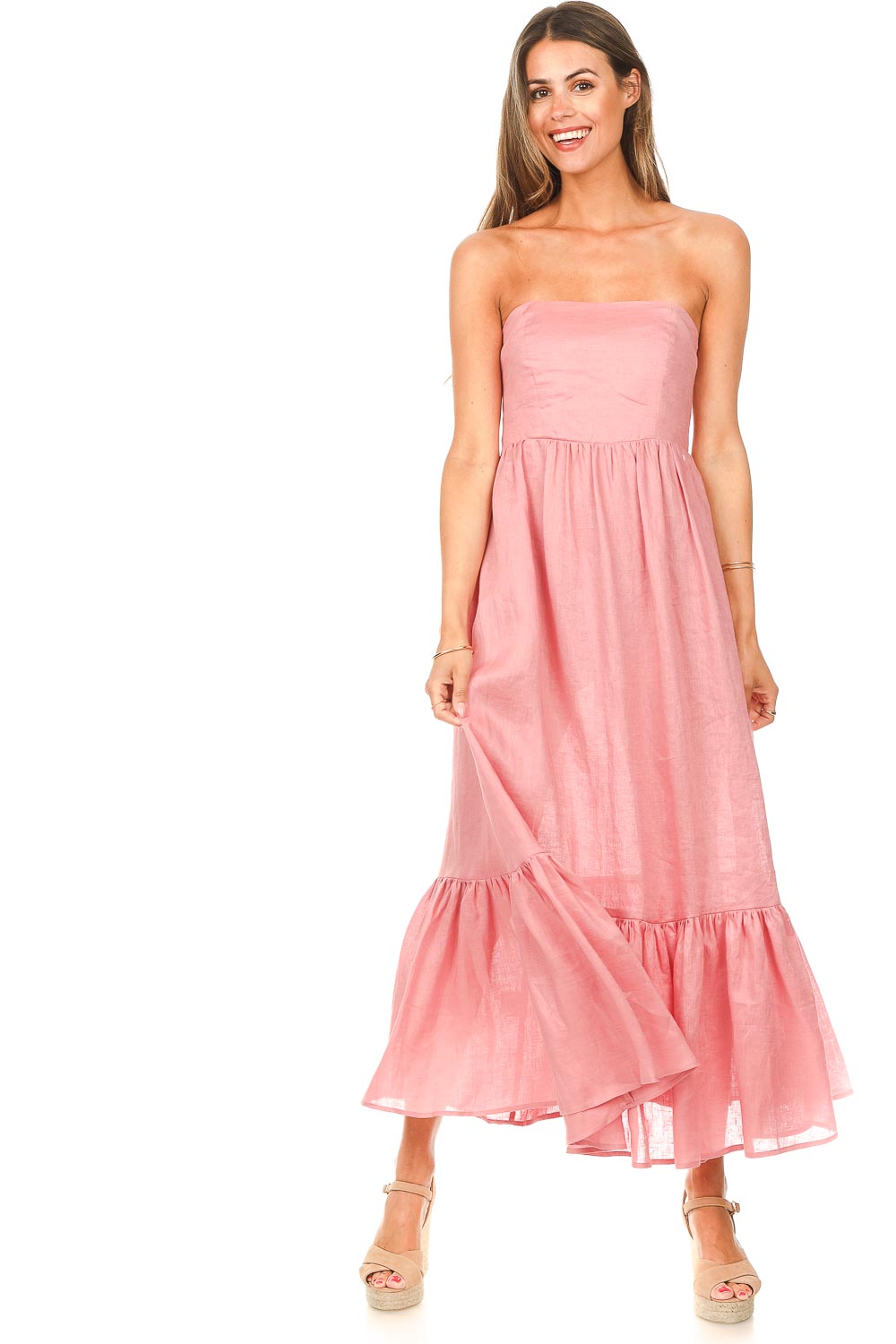 Strapless maxi dress Olia | pink... | Greek Archaic Kori | Little Soho