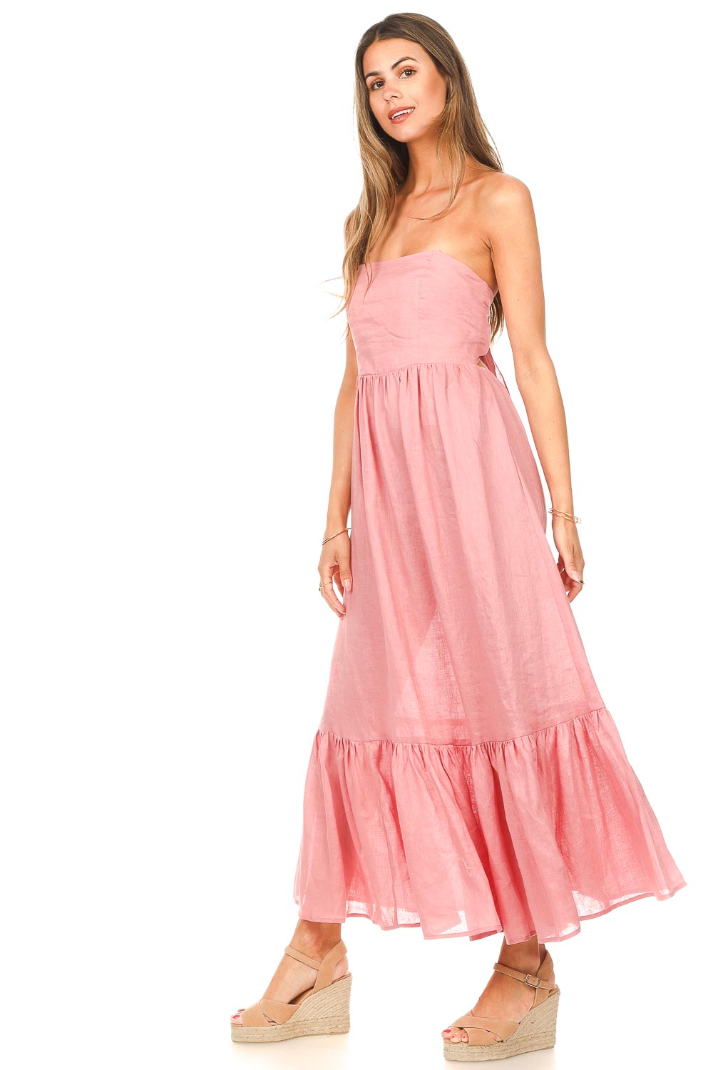Strapless maxi dress Olia | pink... | Greek Archaic Kori | Little Soho