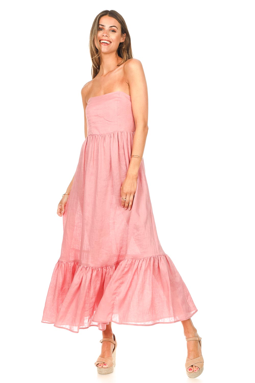 Strapless maxi dress Olia | pink... | Greek Archaic Kori | Little Soho