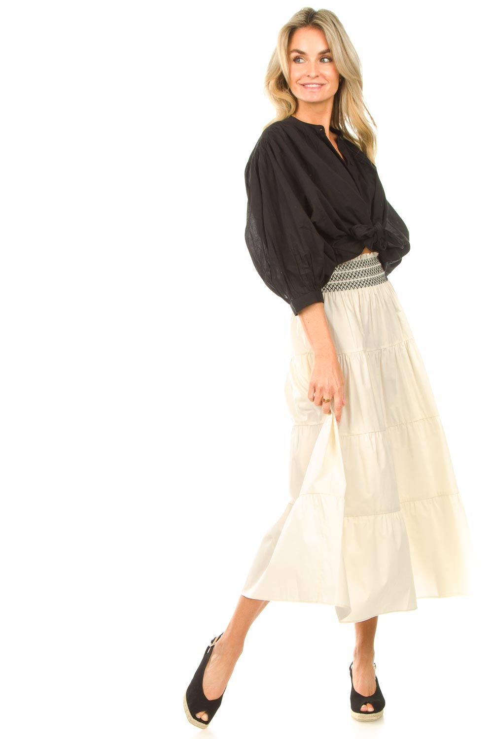 Rok met gesmokte taille details Umi | naturel... | Liu Jo | Little Soho