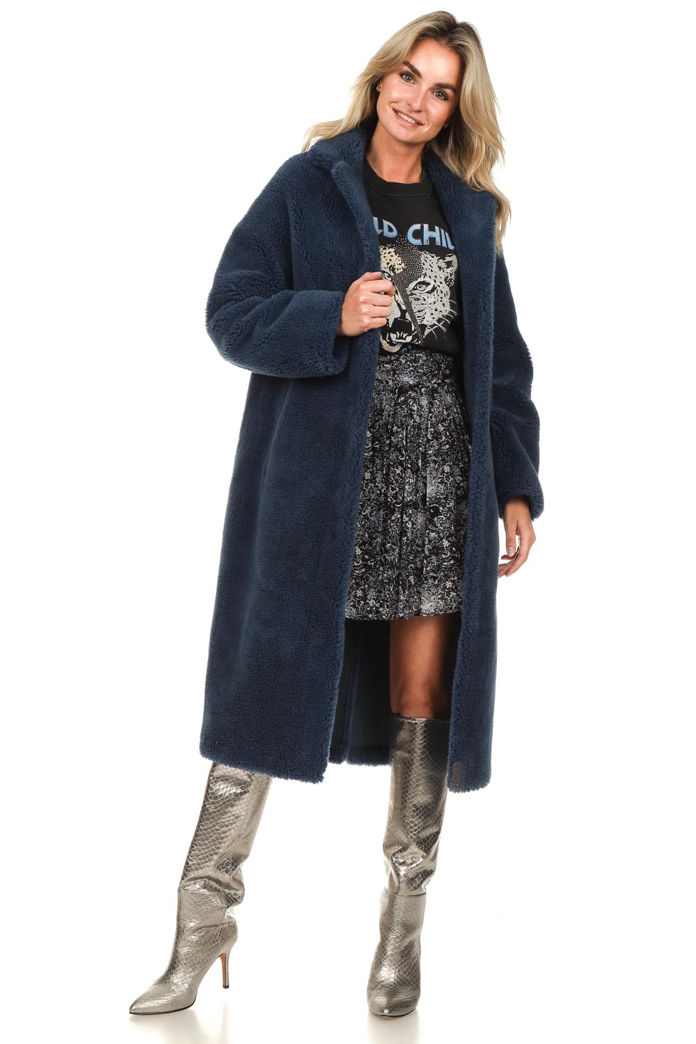 Reversible teddy coat Florance | blauw... | STUDIO AR | Little Soho