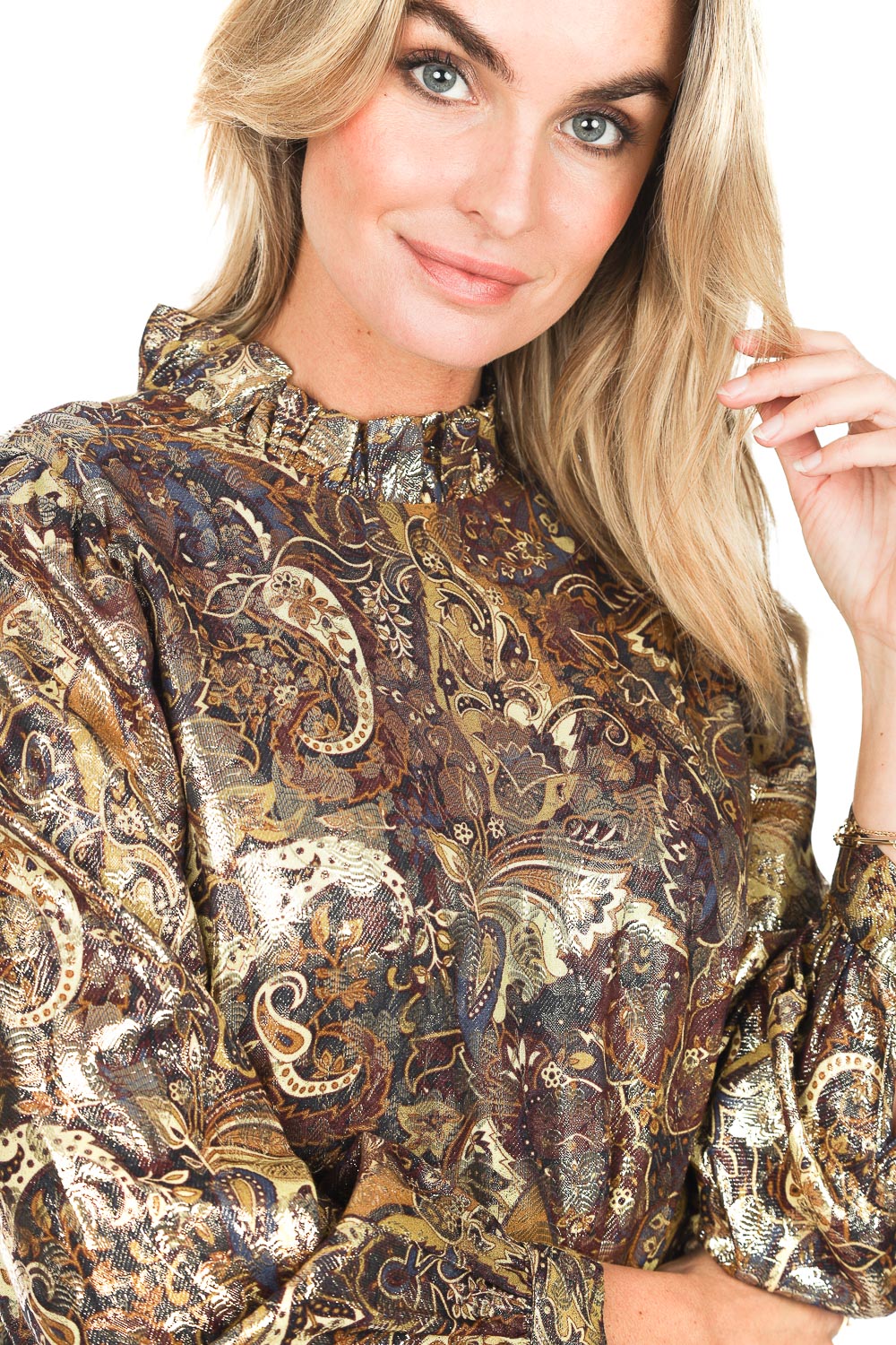 Metallic jurk met paisley print Chiba | goud... | ba&sh | Little Soho