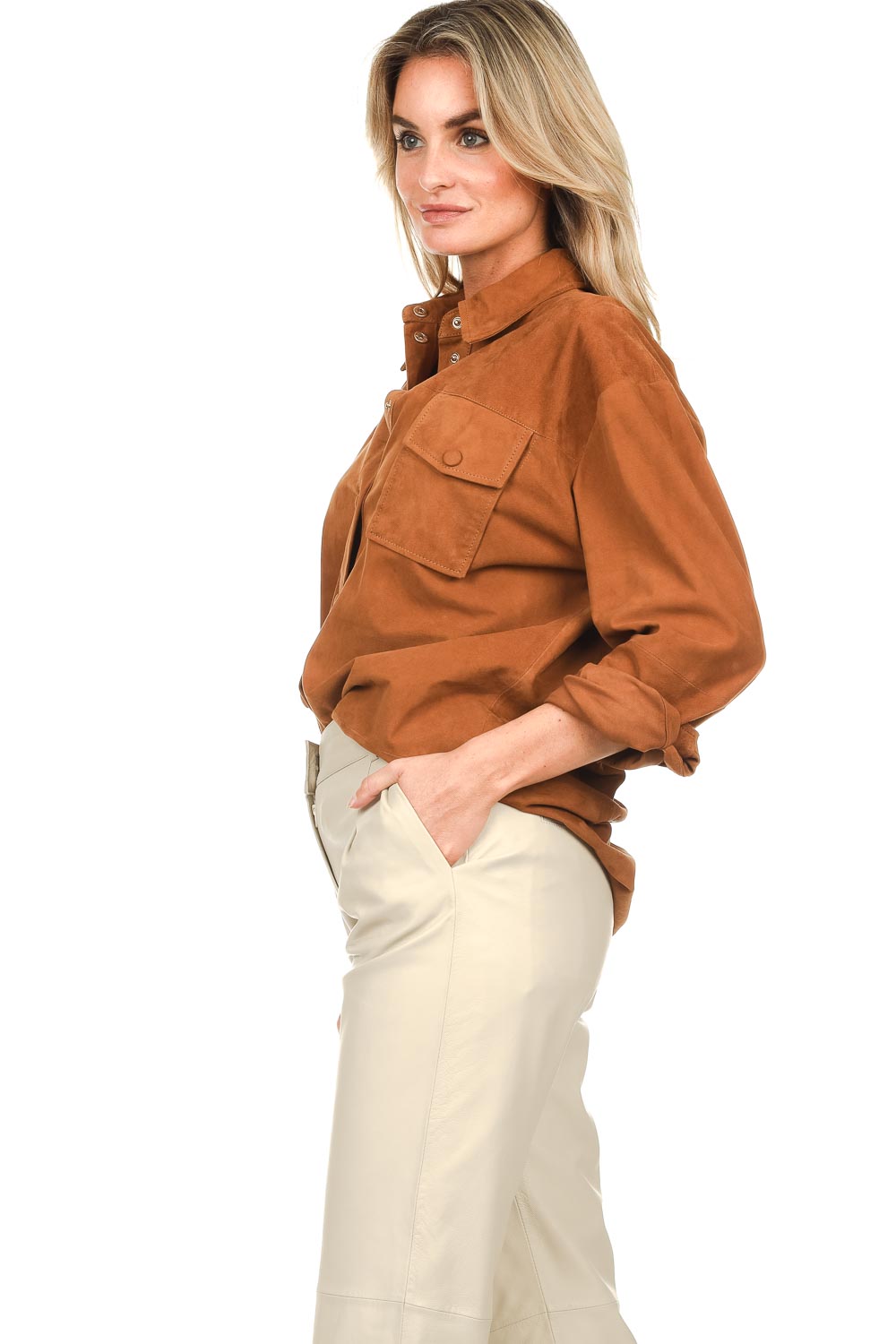 Lamsleren suede blouse Angelini | bruin... | STUDIO AR | Little Soho