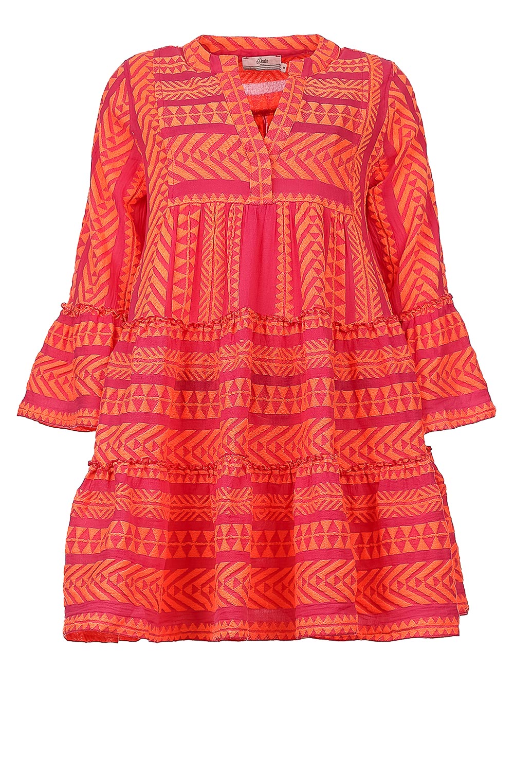Jacquardgeweven jurk Ella | oranje/fuchsia | Devotion | Little Soho