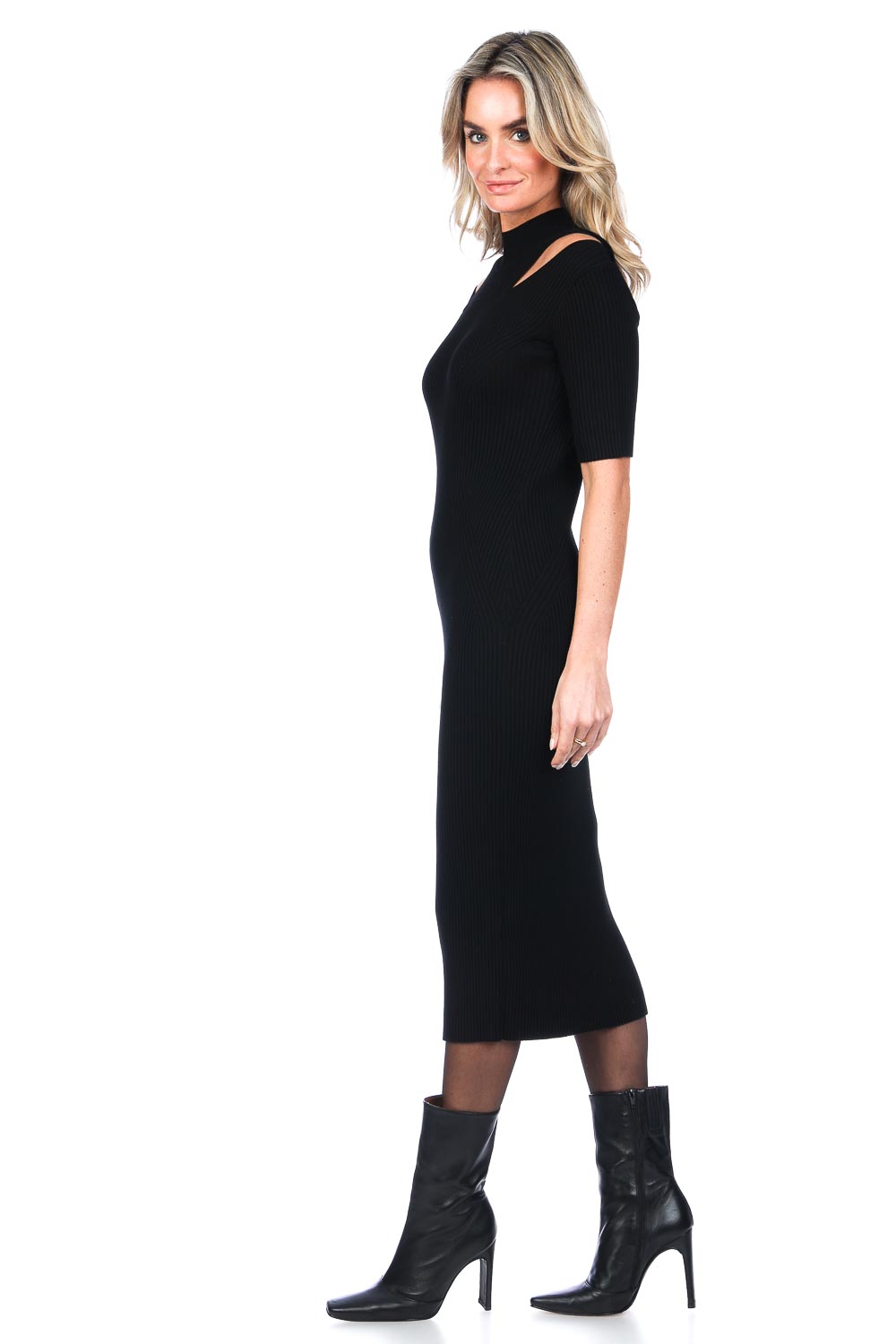Tricot midi-jurk met cut-outs Priscilla | zwart | IRO | Little Soho