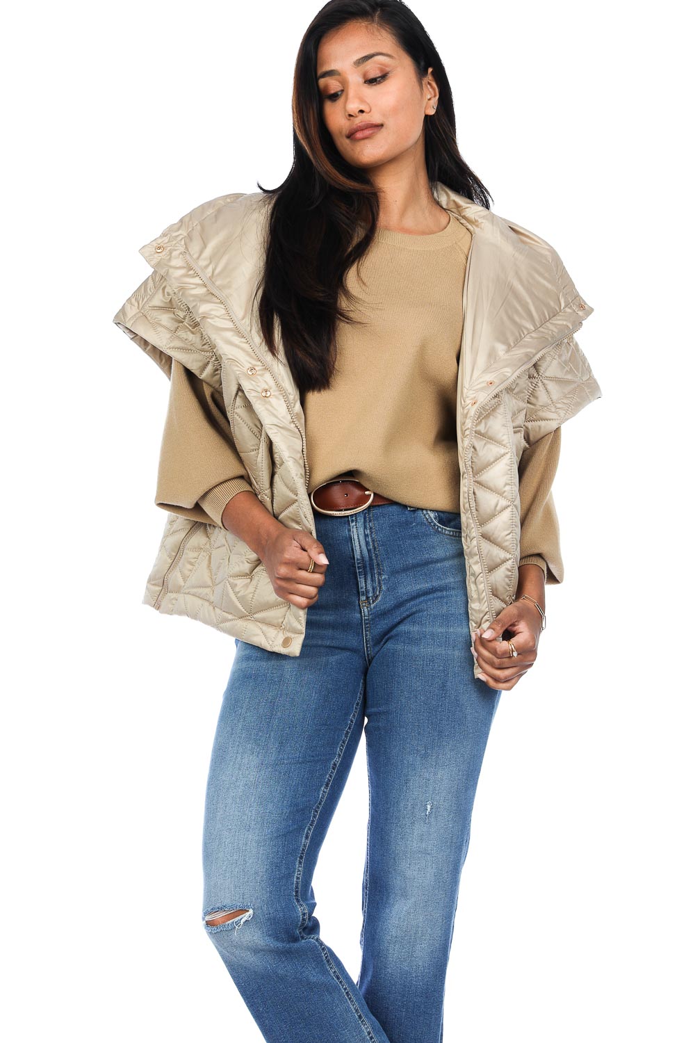 Gewatteerde jas Net Cape | beige | Copenhagen Muse | Little Soho