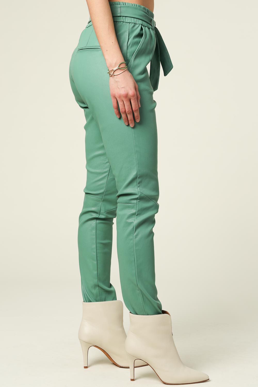 Leren broek Peike | groen | Ibana | Little Soho