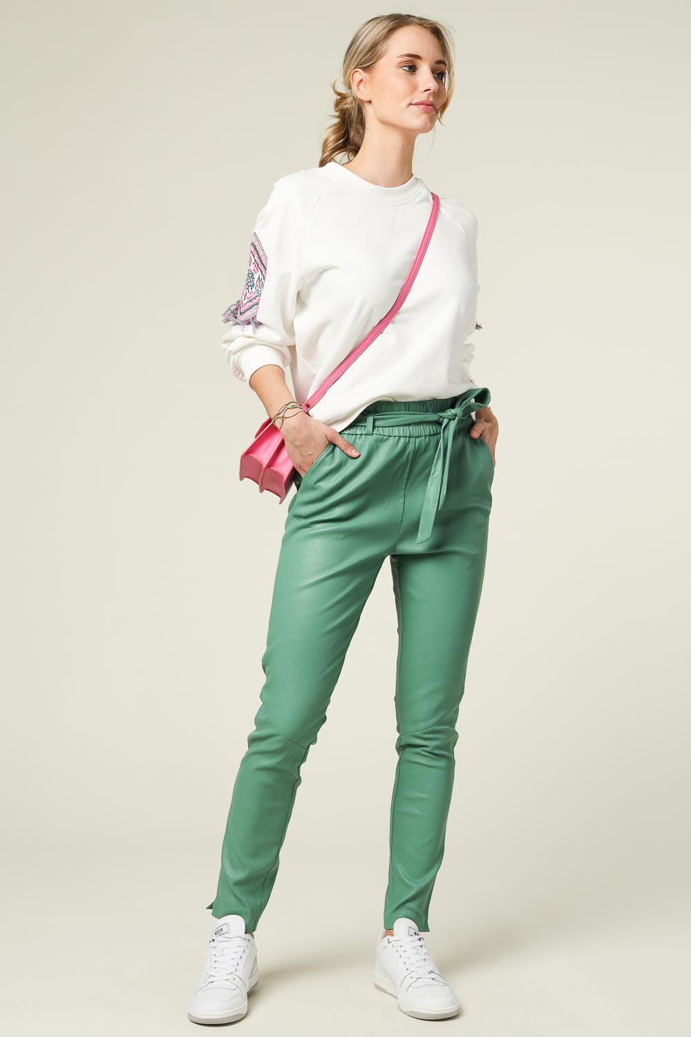Leren broek Peike | groen | Ibana | Little Soho