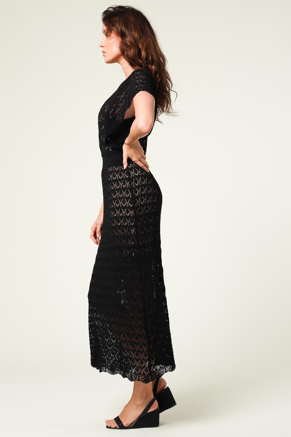 Jurk met opengewerkte details Strasina | zwart | Liu Jo | Little Soho