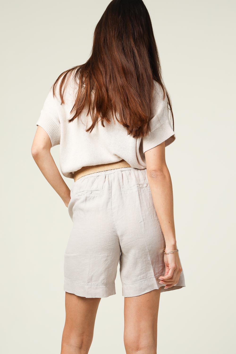 Linnen short Karmen | beige | Knit-ted | Little Soho