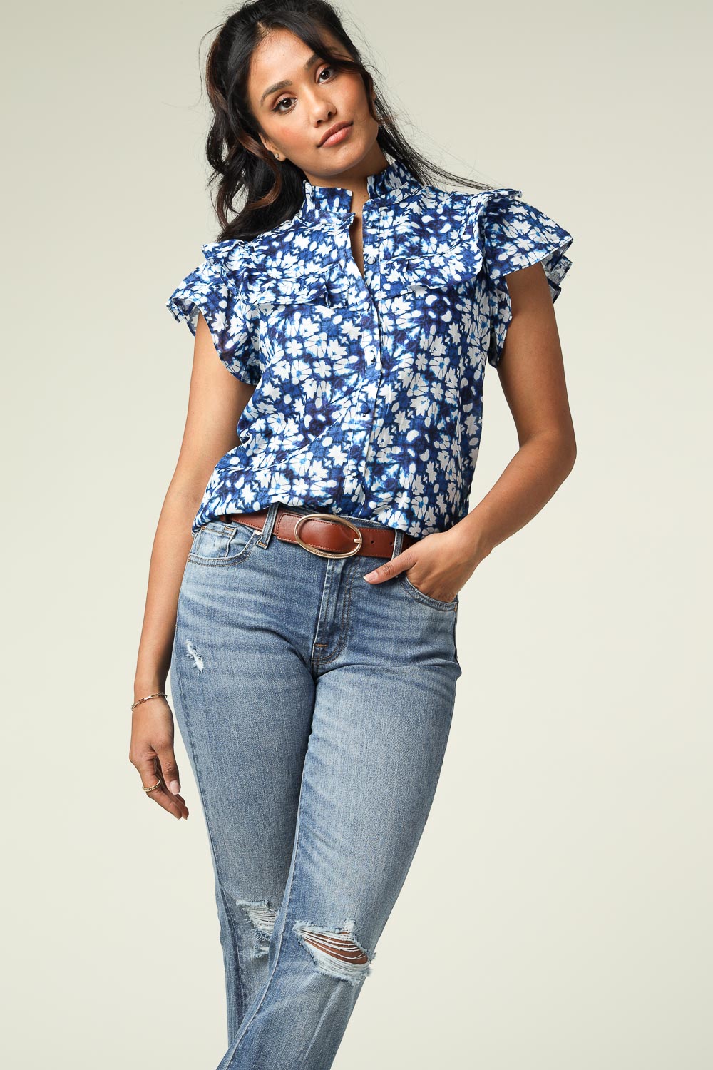 Blouse met print Leria | blauw... | Suncoo | Little Soho