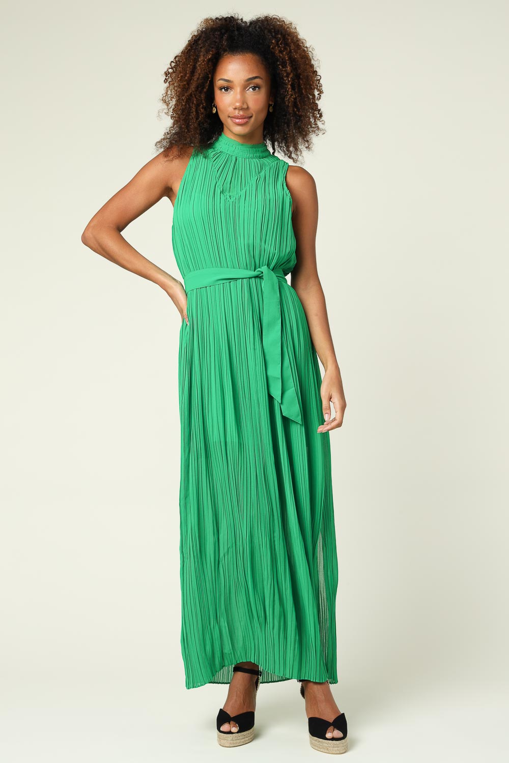 Plissé maxi-jurk Trixie | groen | Dante 6 | Little Soho