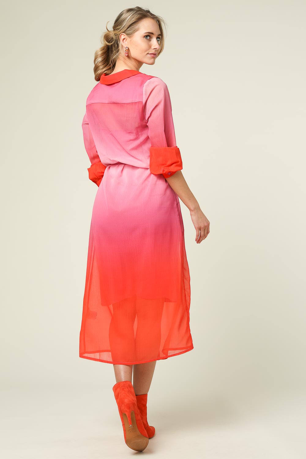 Jurk met ombreprint Mason | oranje | Freebird | Little Soho