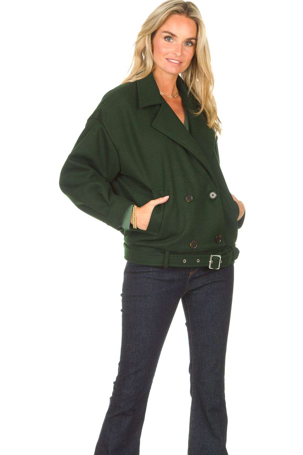 Short jacket with belt Final | green... | CHPTR S | Little Soho