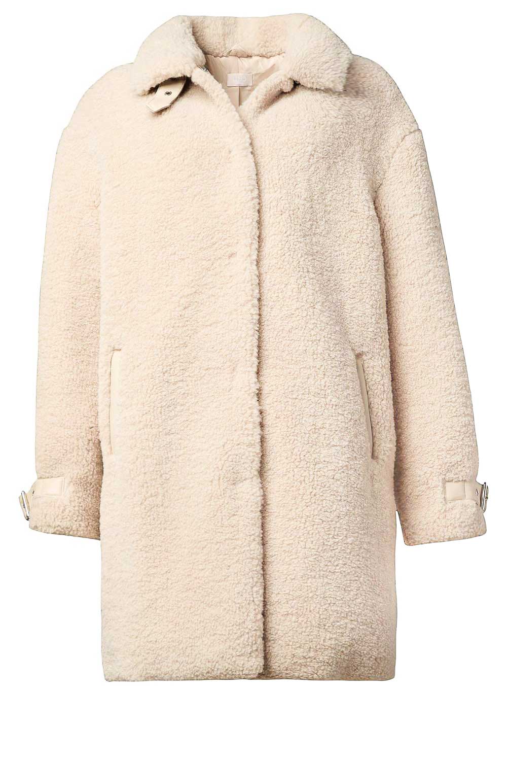 Luxe teddy met faux leren details Manon | beige | Liu Jo | Little Soho