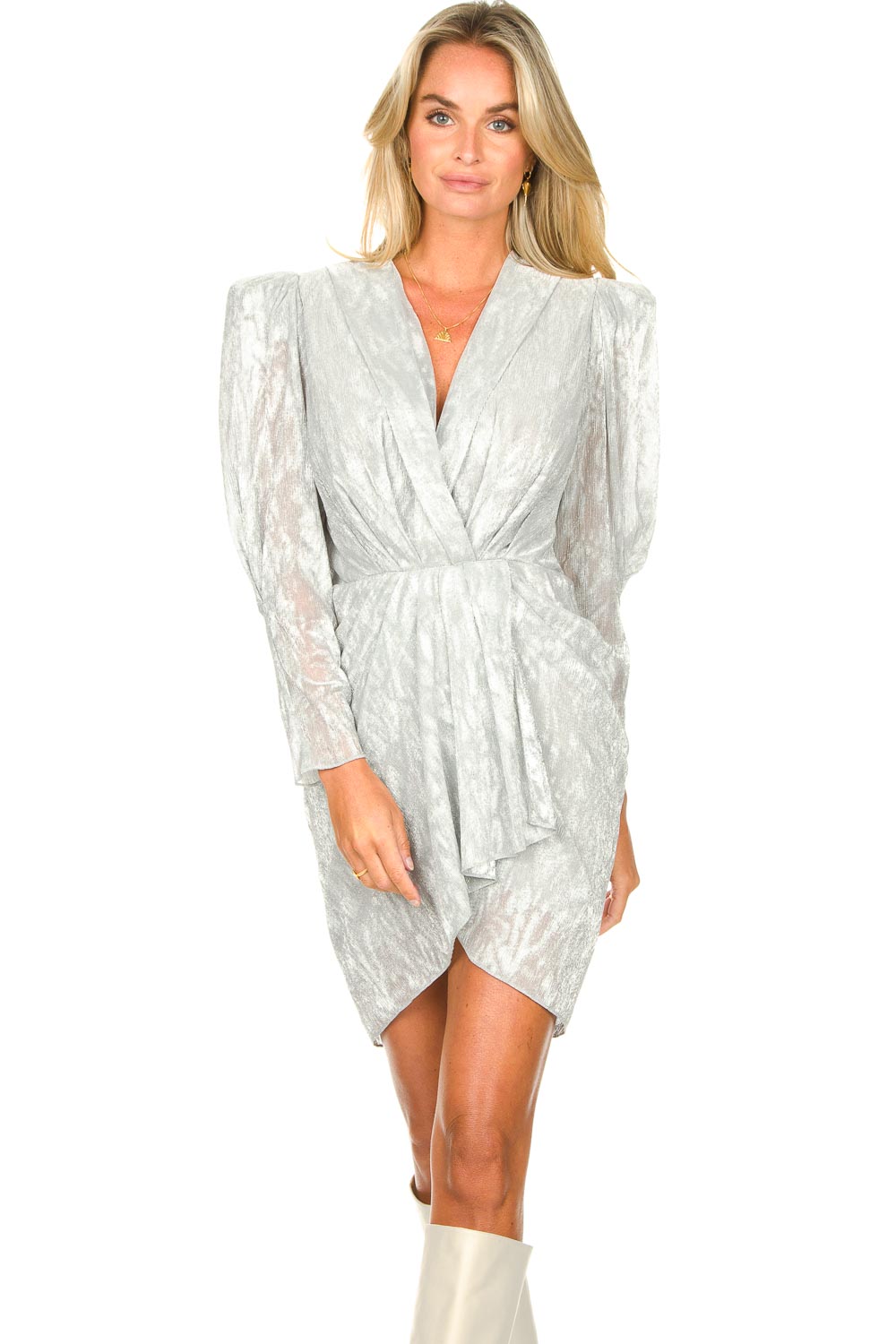 Gedrapeerde metallic jurk Daz | silver... | IRO | Little Soho