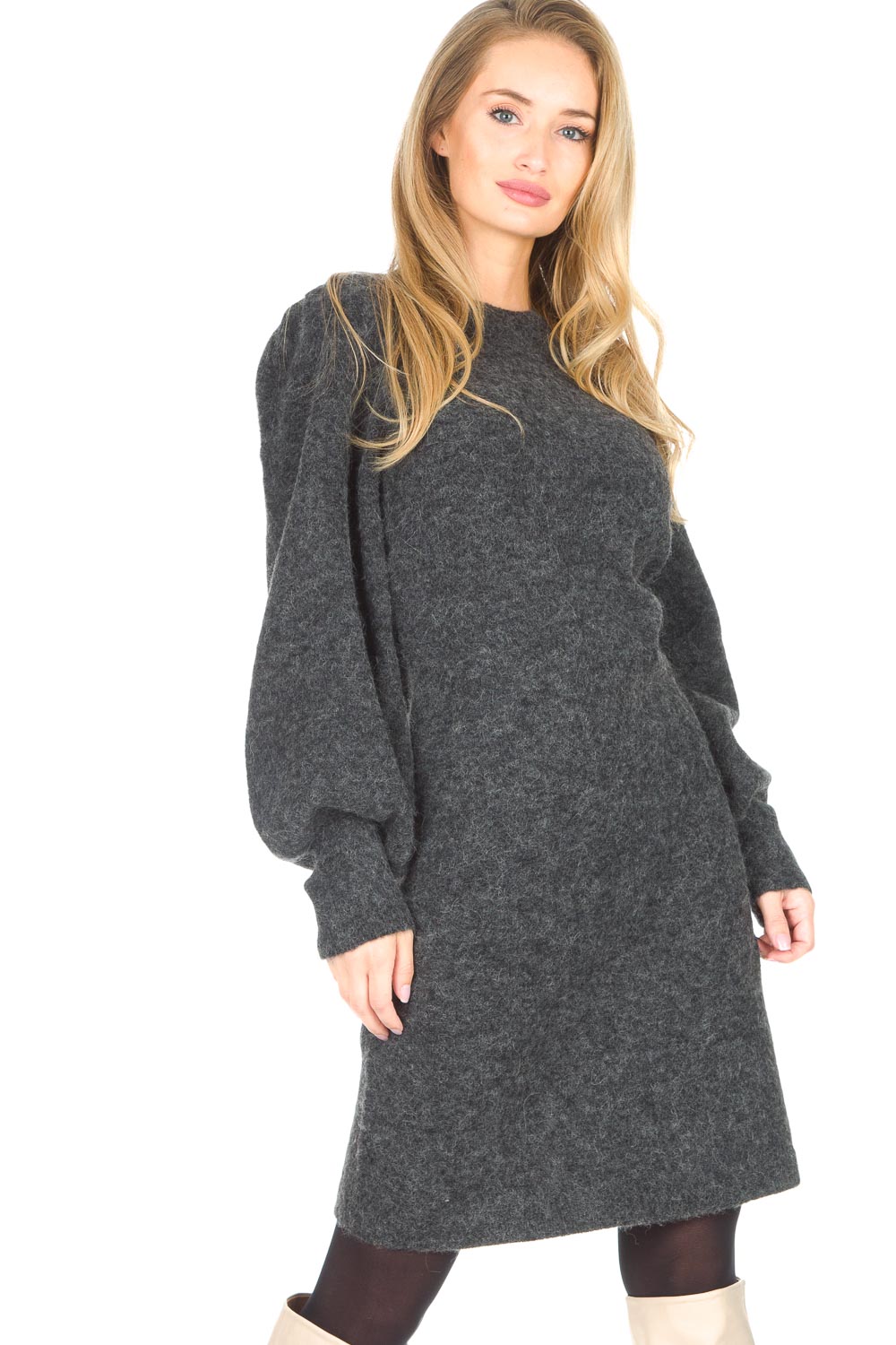 Gebreide sweater jurk Kalliroi | donker grijs... | Second Female ...