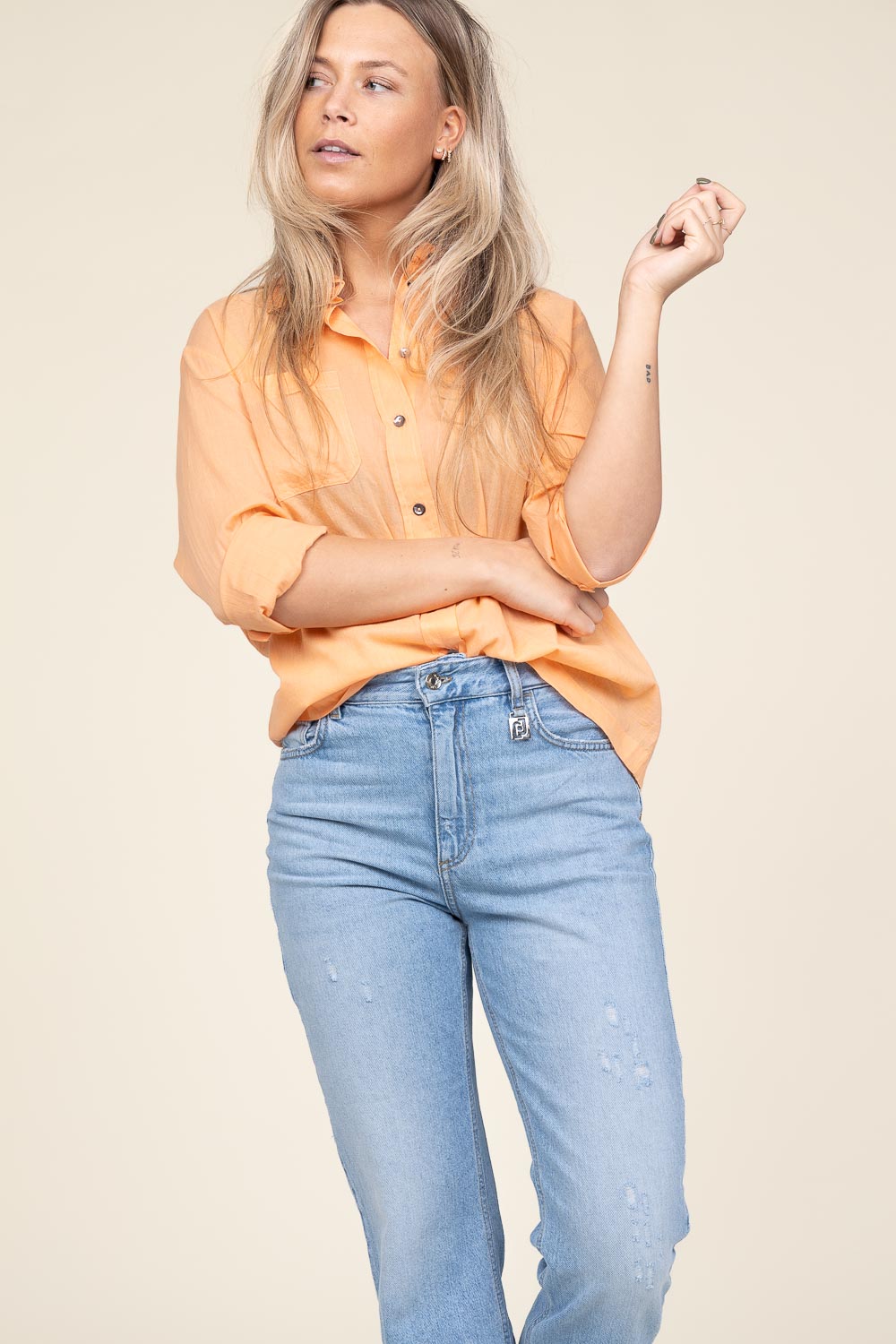 Katoenen voile blouse Anna | oranje | Antik Batik | Little Soho