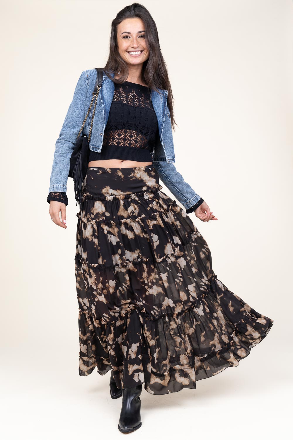 Maxi-rok met print Santacroce | zwart | Liu Jo | Little Soho