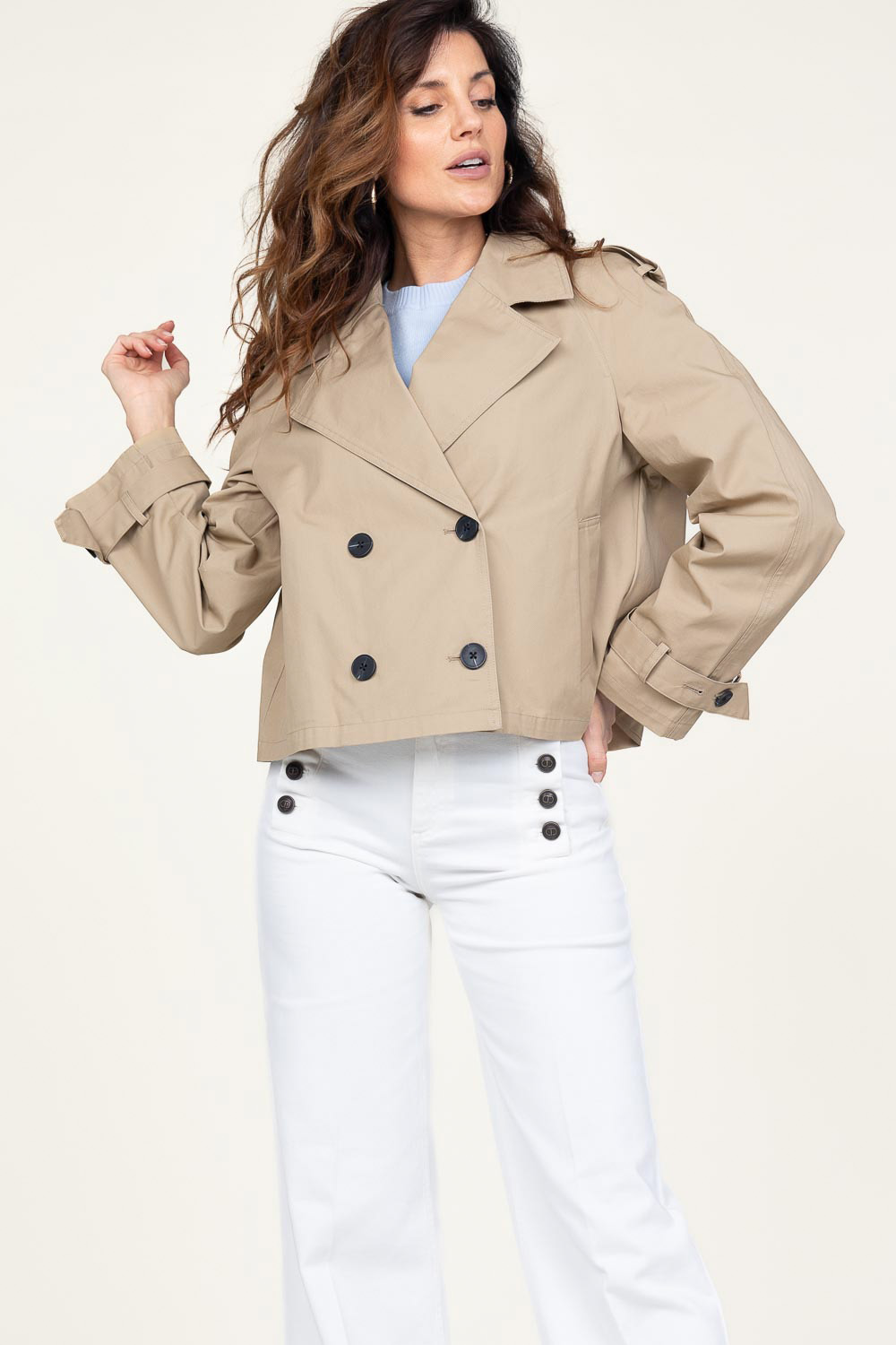 Cropped trenchcoat Samora | beige | STUDIO AR | Little Soho