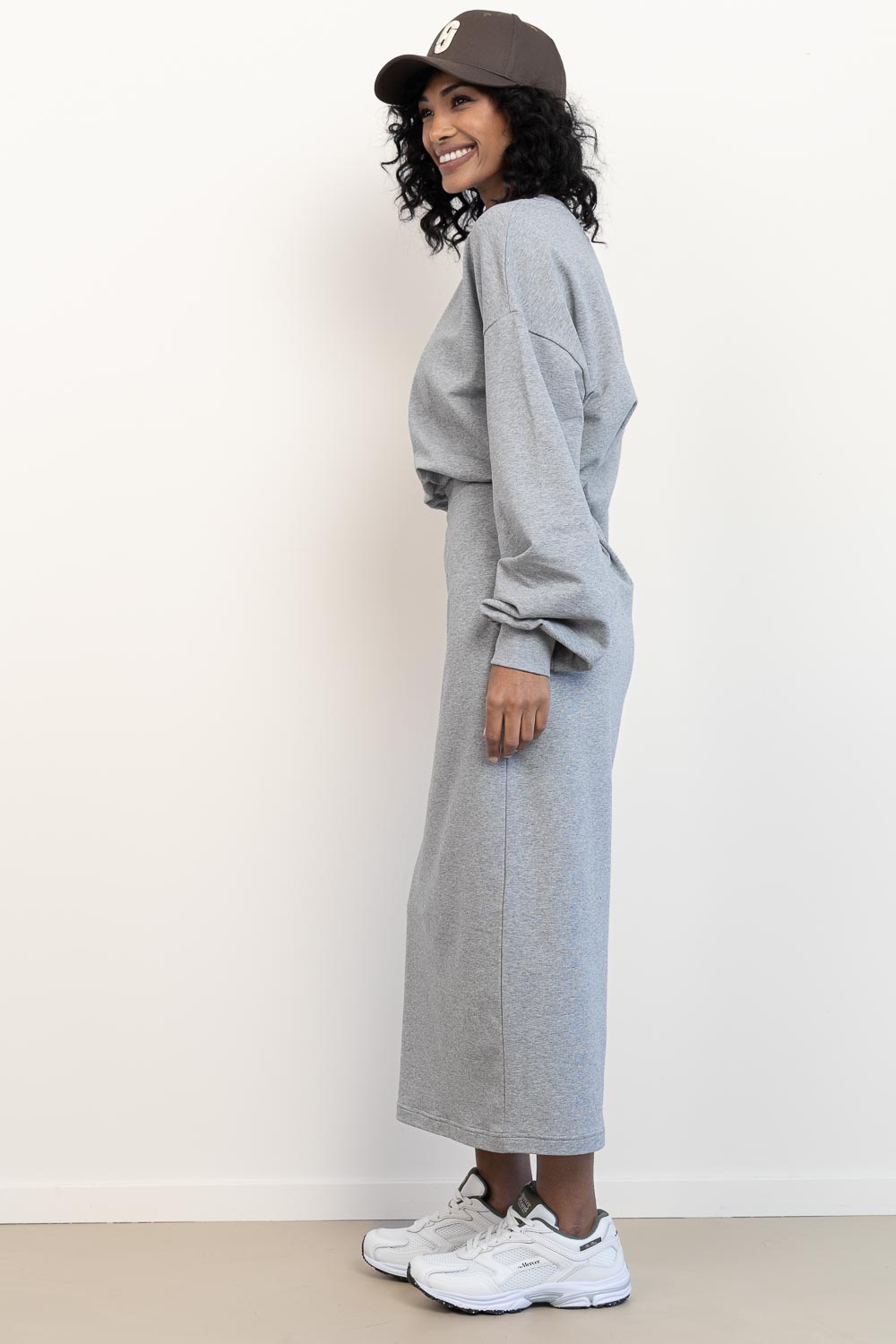 Midi sweater jurk Vilan | grijs | Drykorn | Little Soho